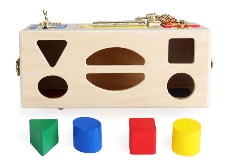 SmartLock™ Montessori Wooden Shape Sorter Box (Object Permanence Toy ...