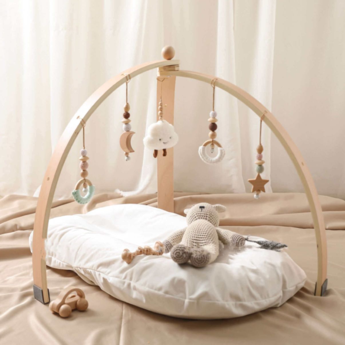 Wooden Baby Activity Gym | Natural Basswood – BleuRibbon